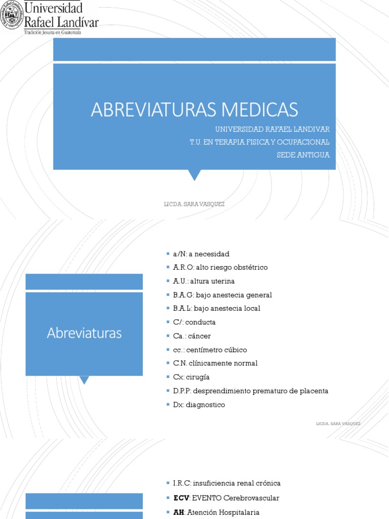 Abreviaturas Médicas | PDF | Epidemiología | Ciencias de la Salud