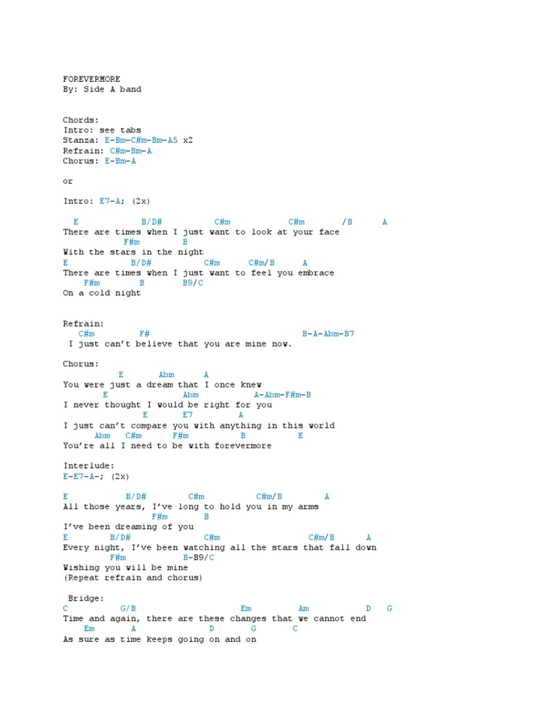 Forevermore Song Chords and Lyrics | PDF
