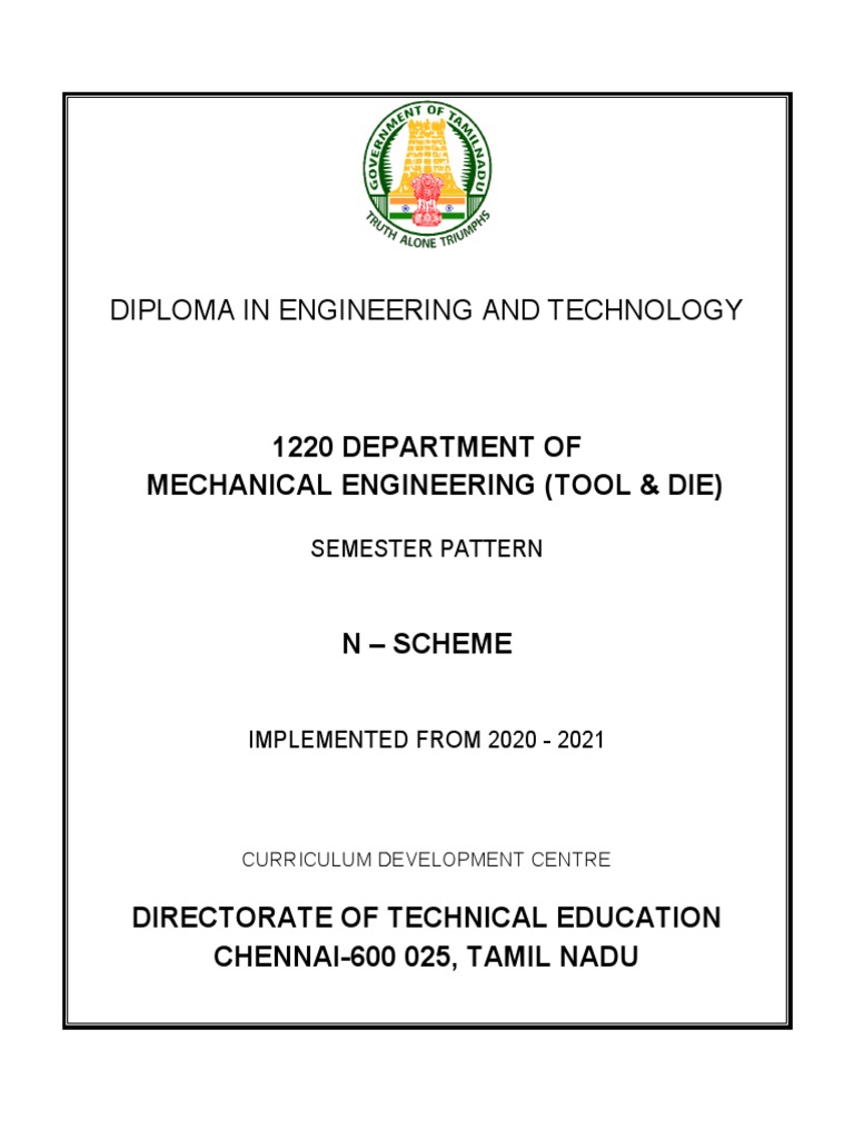 Diploma in Engineering and Technology: 1220 Department of Mechanical ...