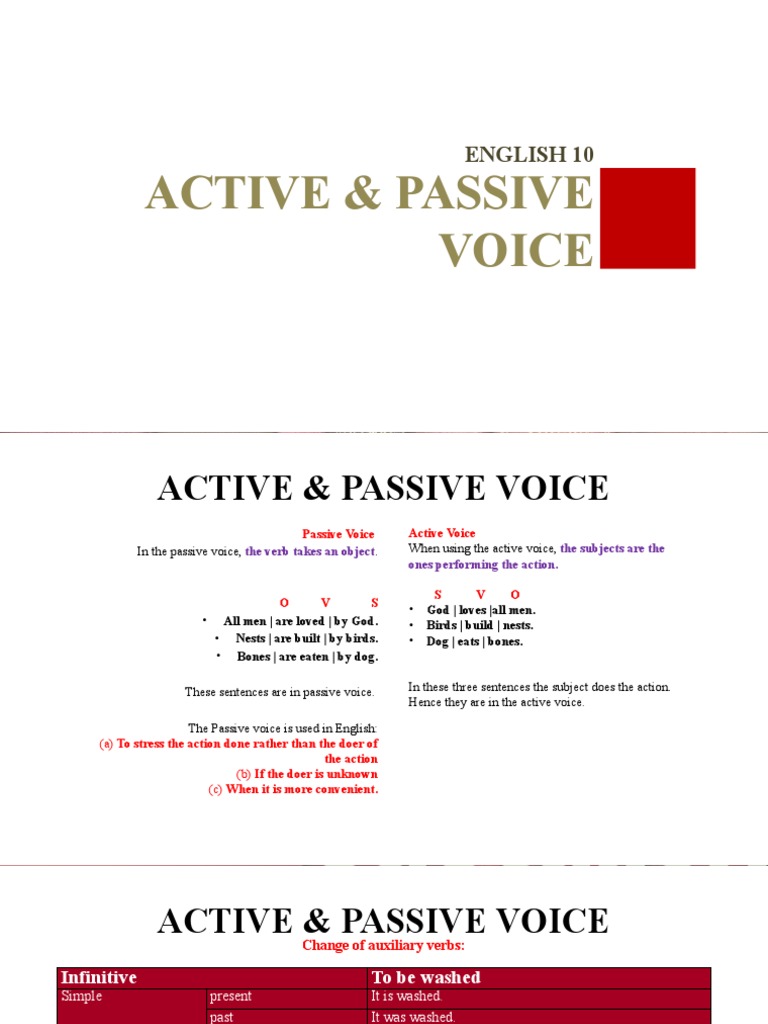 Active & Passive Voice: English 10 | Download Free PDF | Perfect ...
