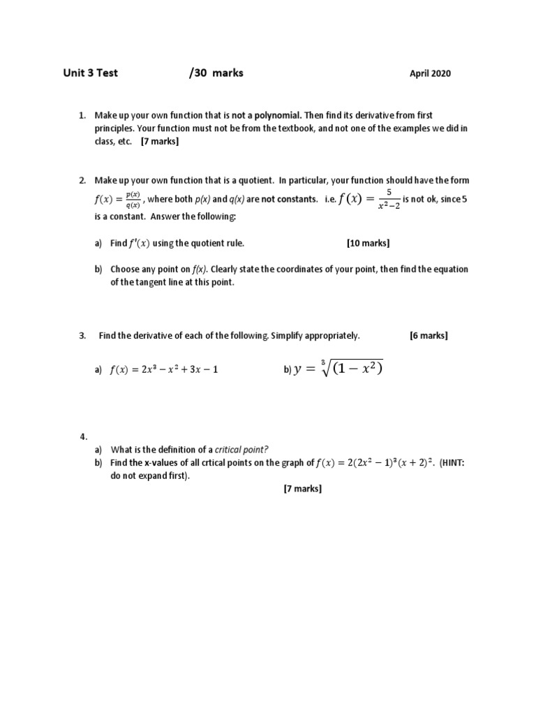 Unit 3 Test - April 2020 | PDF | Teaching Methods & Materials