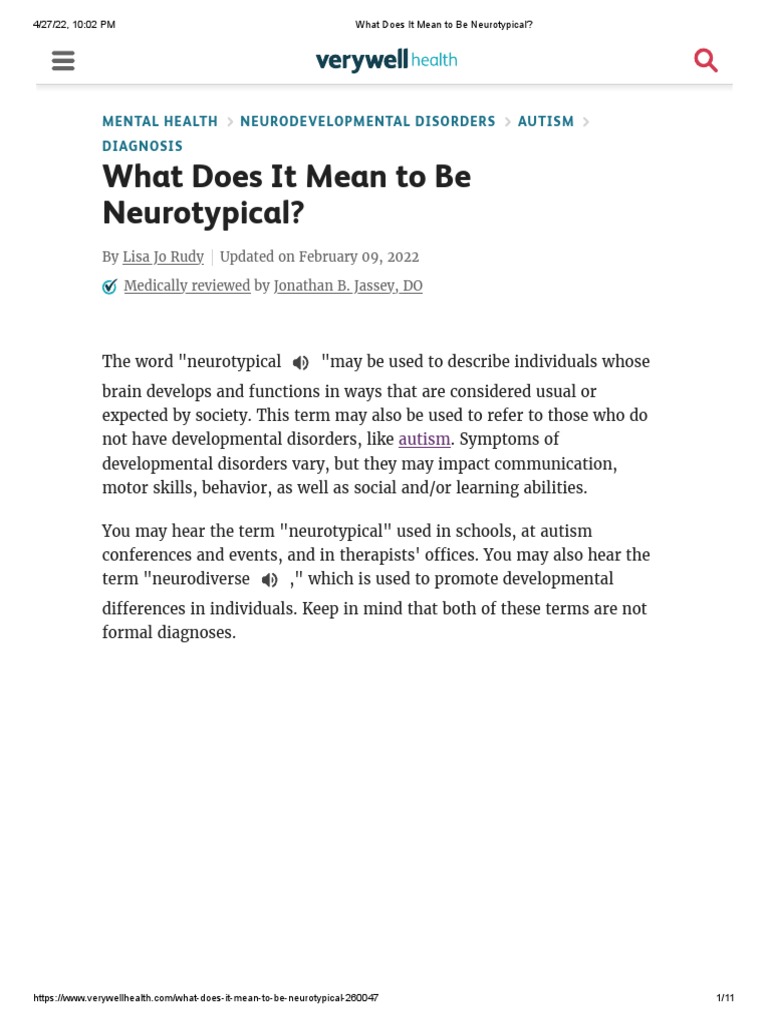 What Does It Mean To Be Neurotypical | PDF | Autism | Attention Deficit ...