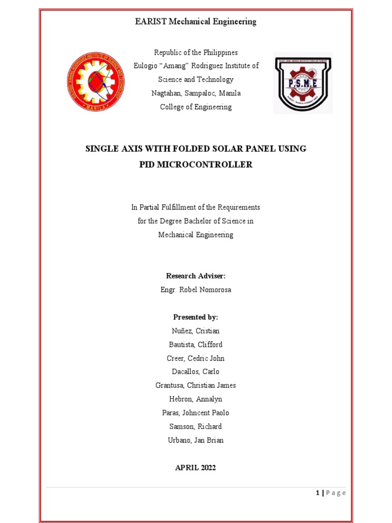 Single Axis With Folded Solar Panel Using PID Microcontroller | PDF ...