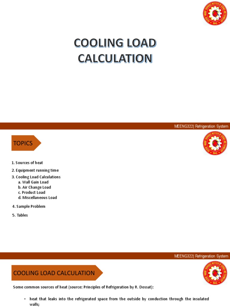 4 - MEENG322 - Cooling Load Calculation Part 1 | PDF | Heat | Refrigeration