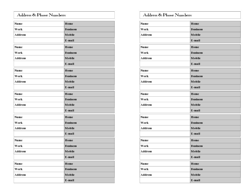 Address Phone Numbers | PDF