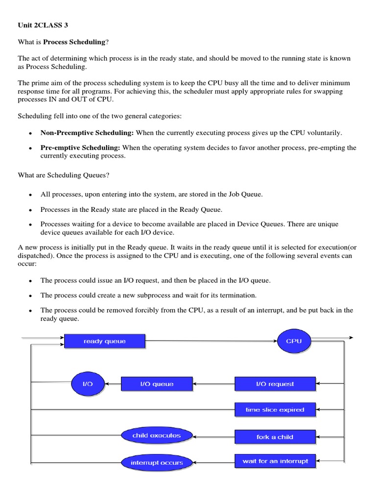 Unit 2 Class 3 Process Schudling | PDF | Scheduling (Computing) | Process (Computing)