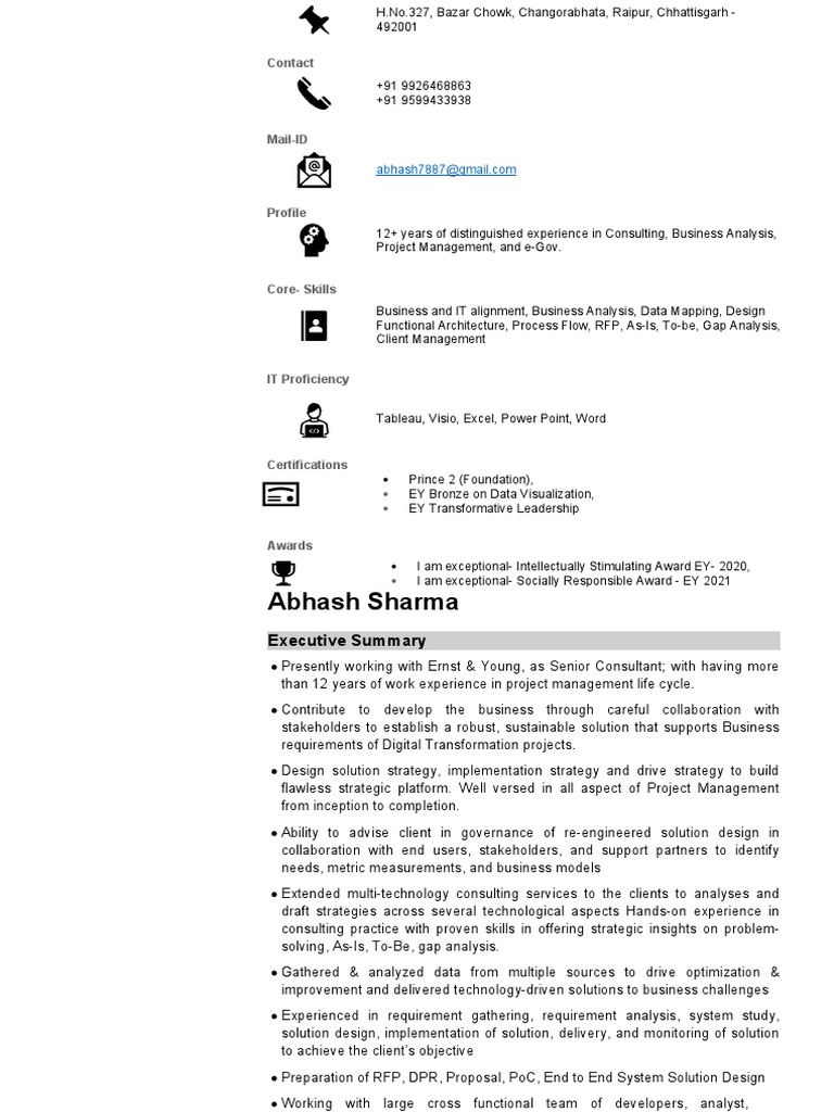 Abhash Sharma: Executive Summary | PDF | Business Process | Business Analysis