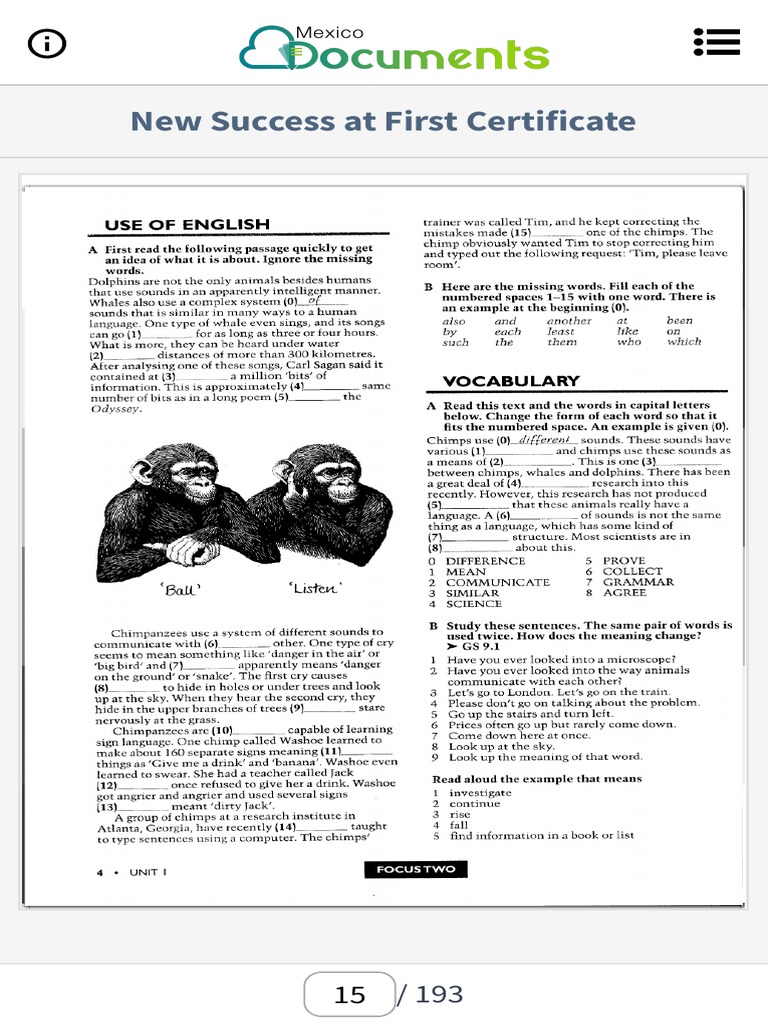 New Success at First Certificate - (PDF Document) 3 | PDF | Chimpanzee ...