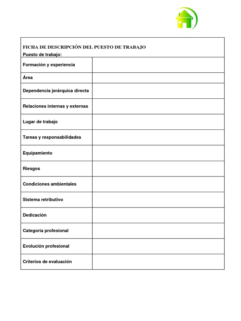Ficha de Descripción Del Puesto de Trabajo (Modelo) | PDF