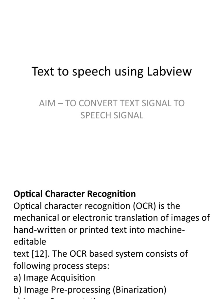 Text To Speech Using Labview | PDF | Optical Character Recognition ...