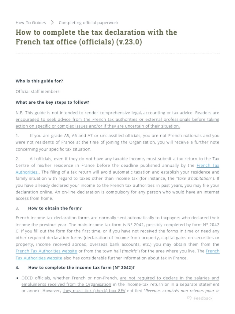 How To Complete The Tax Declaration With The French Tax Office ...