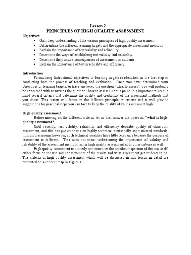 High Quality Assessment Principles | PDF | Educational Assessment ...