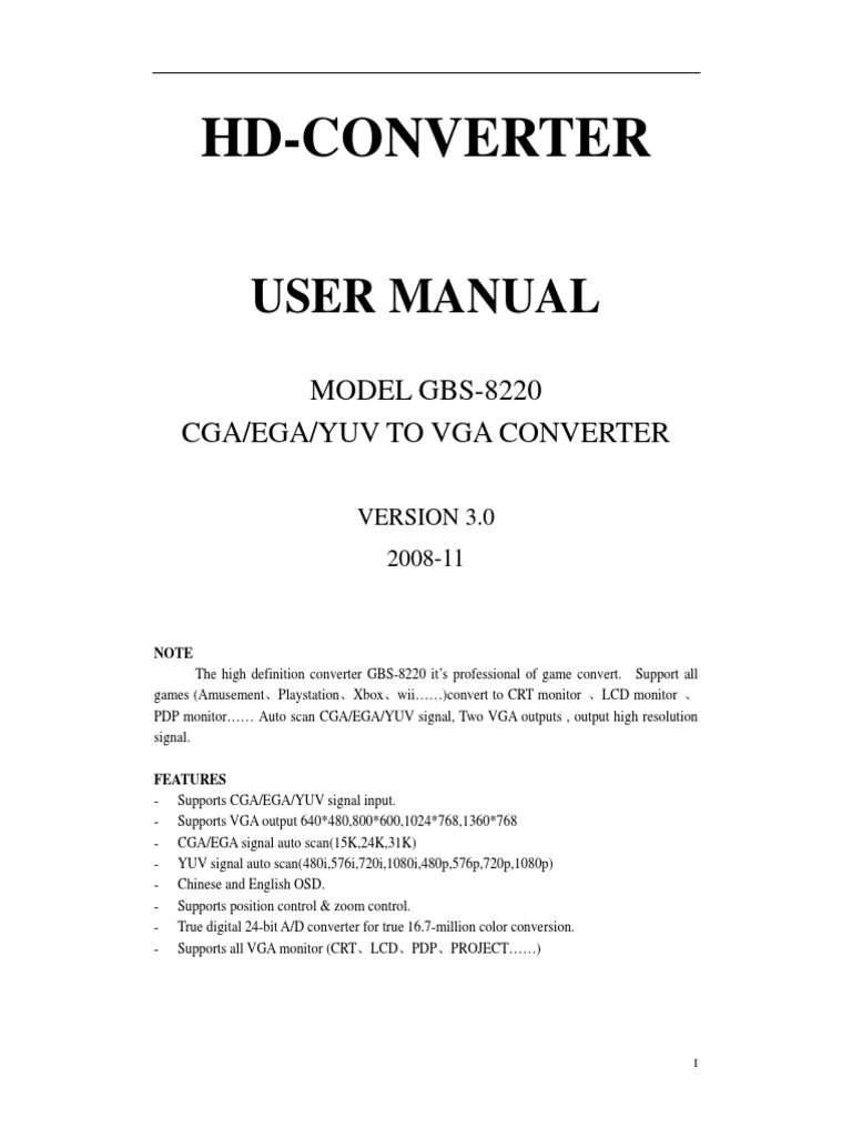 Hd-Converter: User Manual | PDF | Display Resolution | Computer Monitor