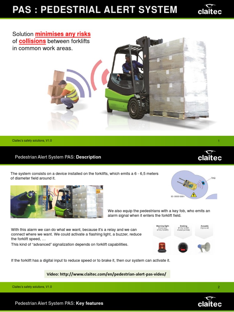 Claitec PAS Pedestrian Alert System - EN PDF | PDF | Forklift ...