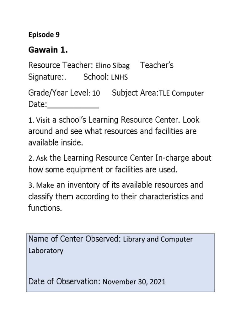 Field Study 1 Episode 9 | PDF | Lecture | Learning
