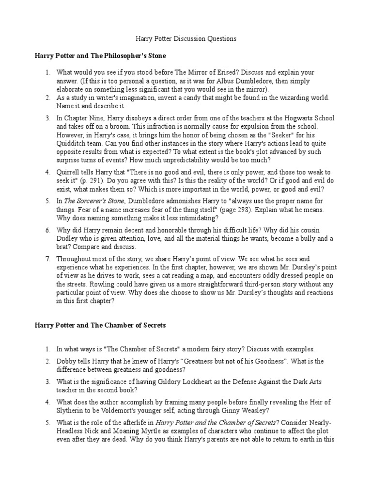 Harry Potter Questions | PDF | Harry Potter