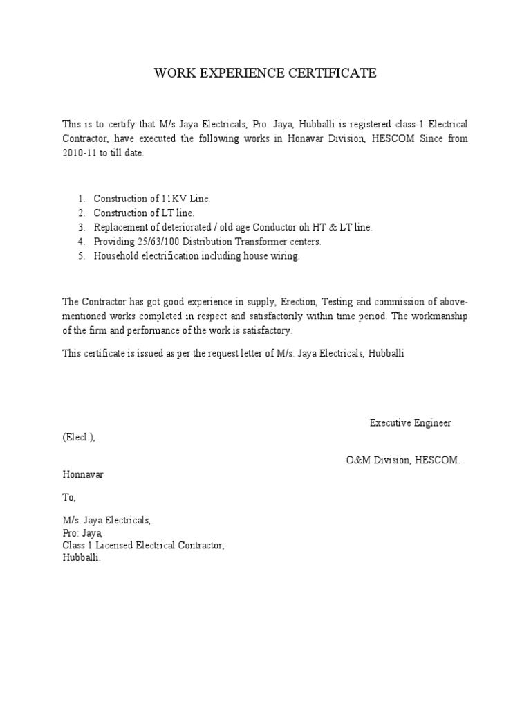 Work Experience Certificate | PDF