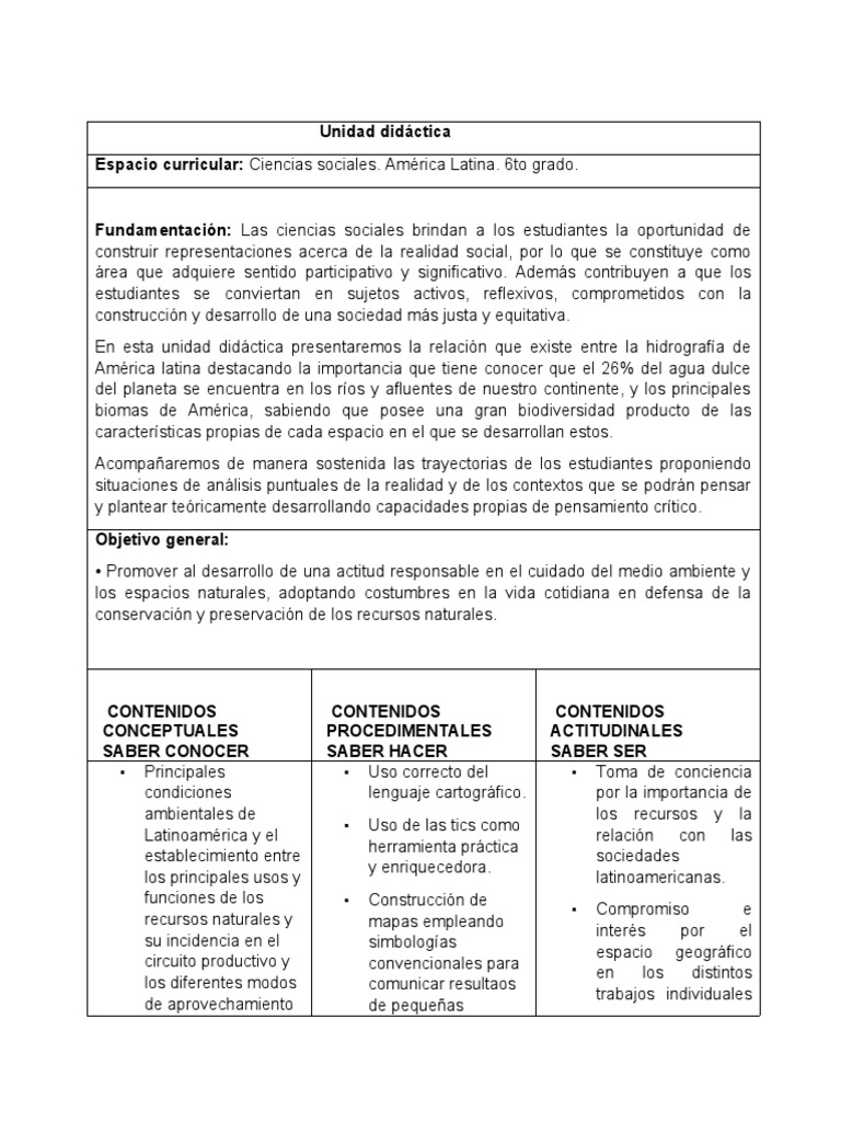 Unidad y Secuencias de Sociales | PDF | Evaluación | America latina