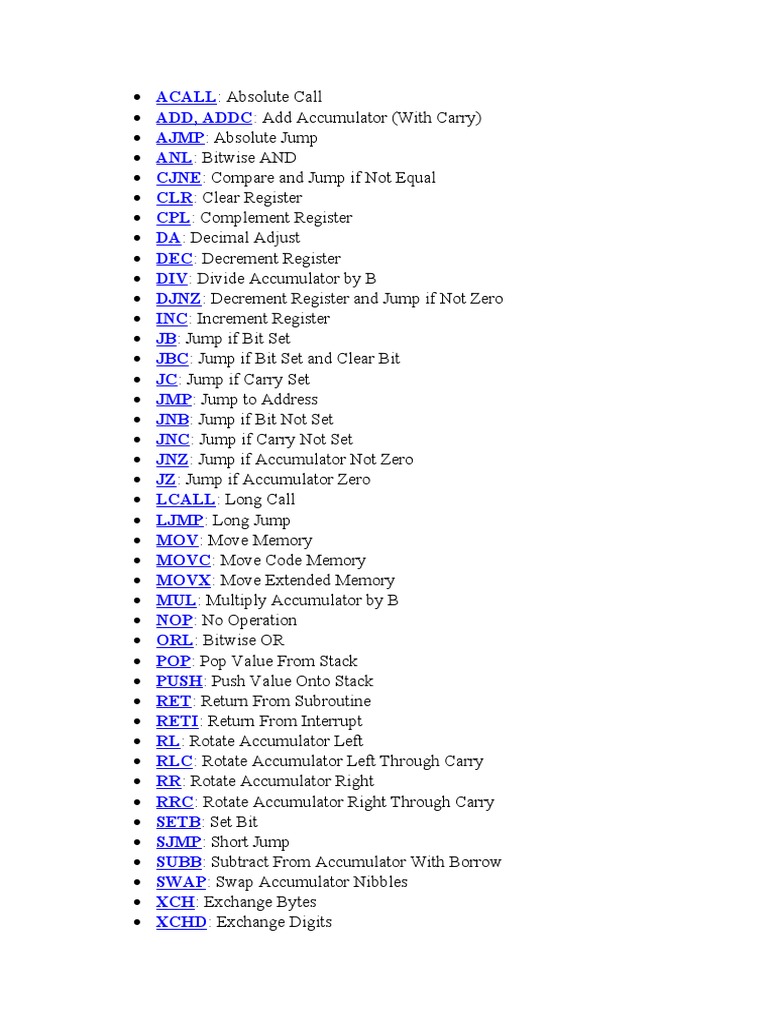 8051 Assembly Language Instructions Guide | PDF | Teaching Methods ...