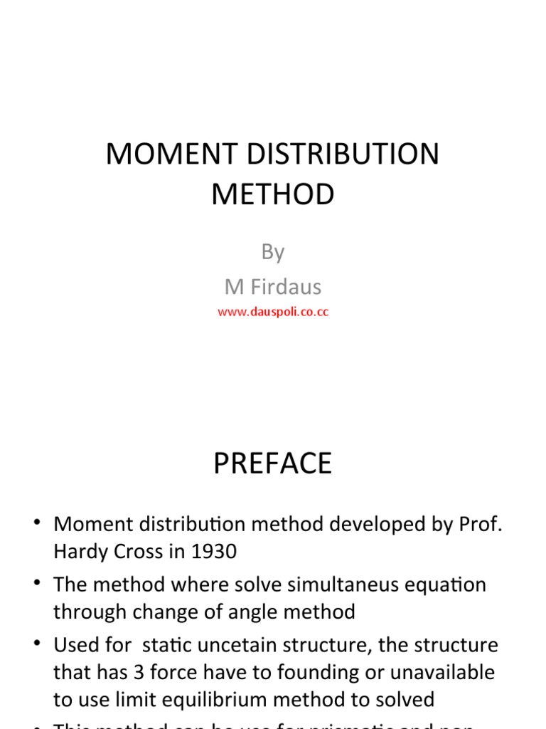 Moment Distribution Method: by M Firdaus | PDF | Beam (Structure ...