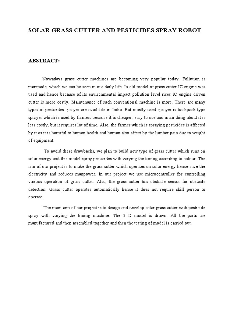 Solar Grass Cutter and Pesticides Spray Robot | PDF | Computer Aided ...