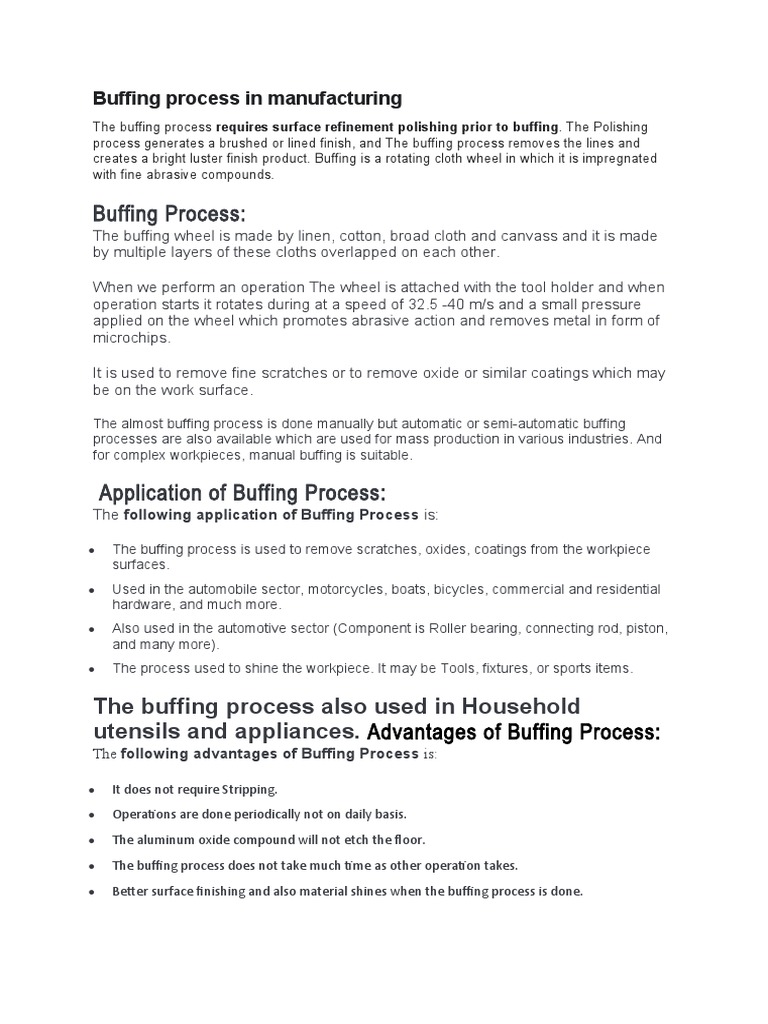 Buffing Process in Manufacturing | PDF | Abrasive | Chemistry