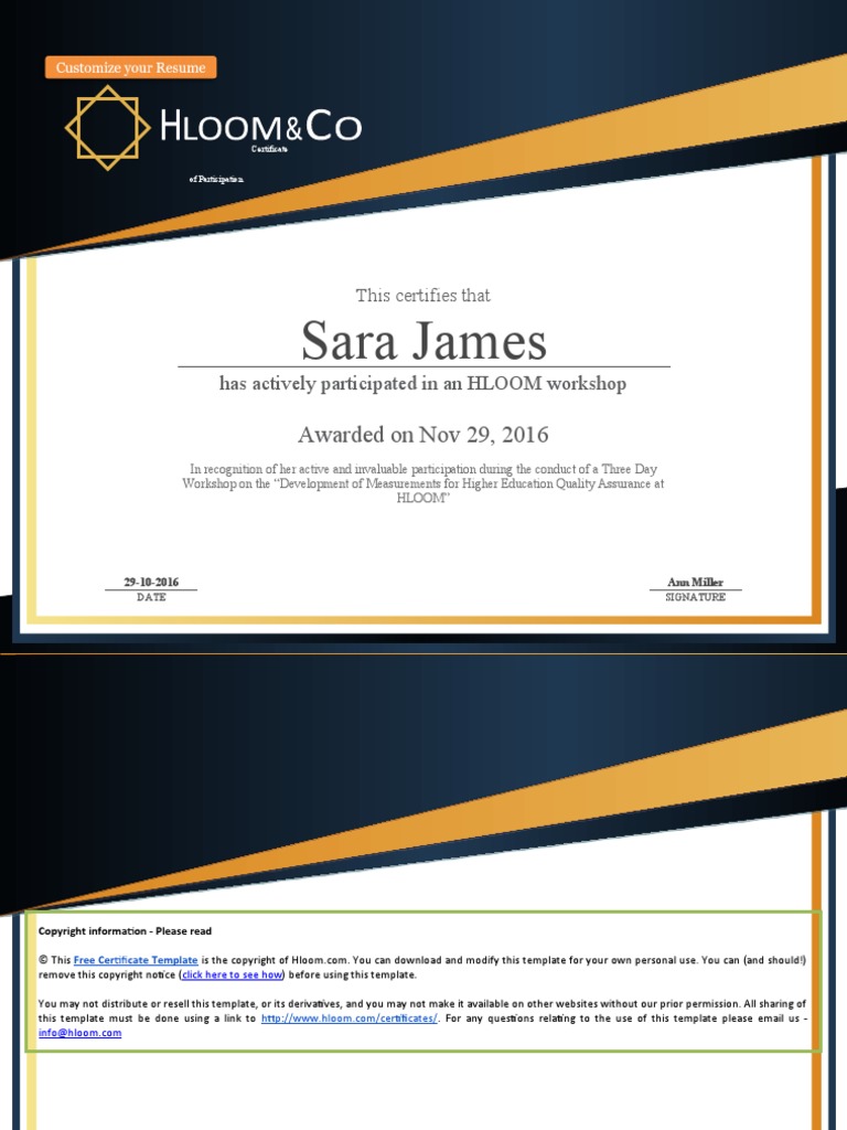 Workshop Participation Certificate | PDF