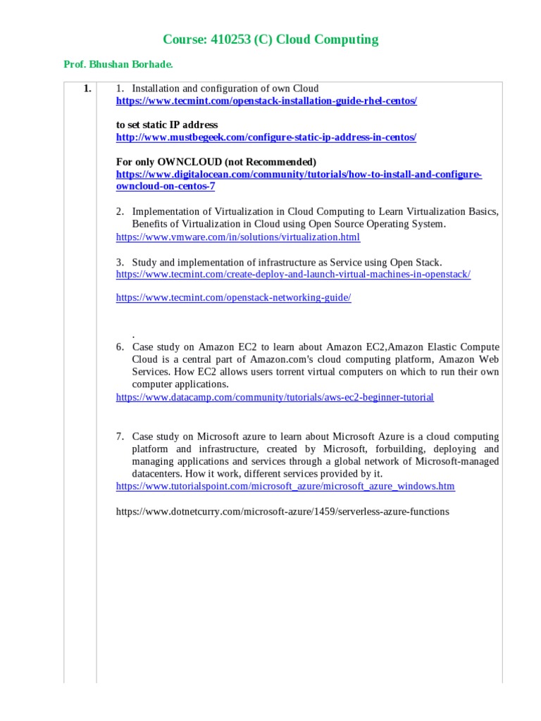 Course: 410253 (C) Cloud Computing: Prof. Bhushan Borhade | Download Free PDF | Cloud Computing ...