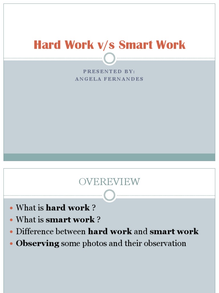 Hard Work Vs Smart Work | PDF