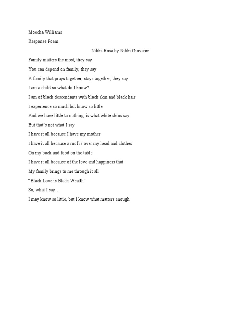 Response Poem | PDF | Wellness | Religion & Spirituality