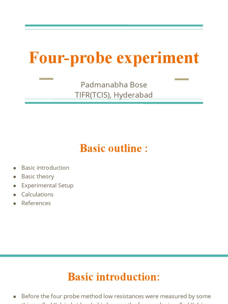 Four-Probe Experiment: Padmanabha Bose TIFR (TCIS), Hyderabad | PDF