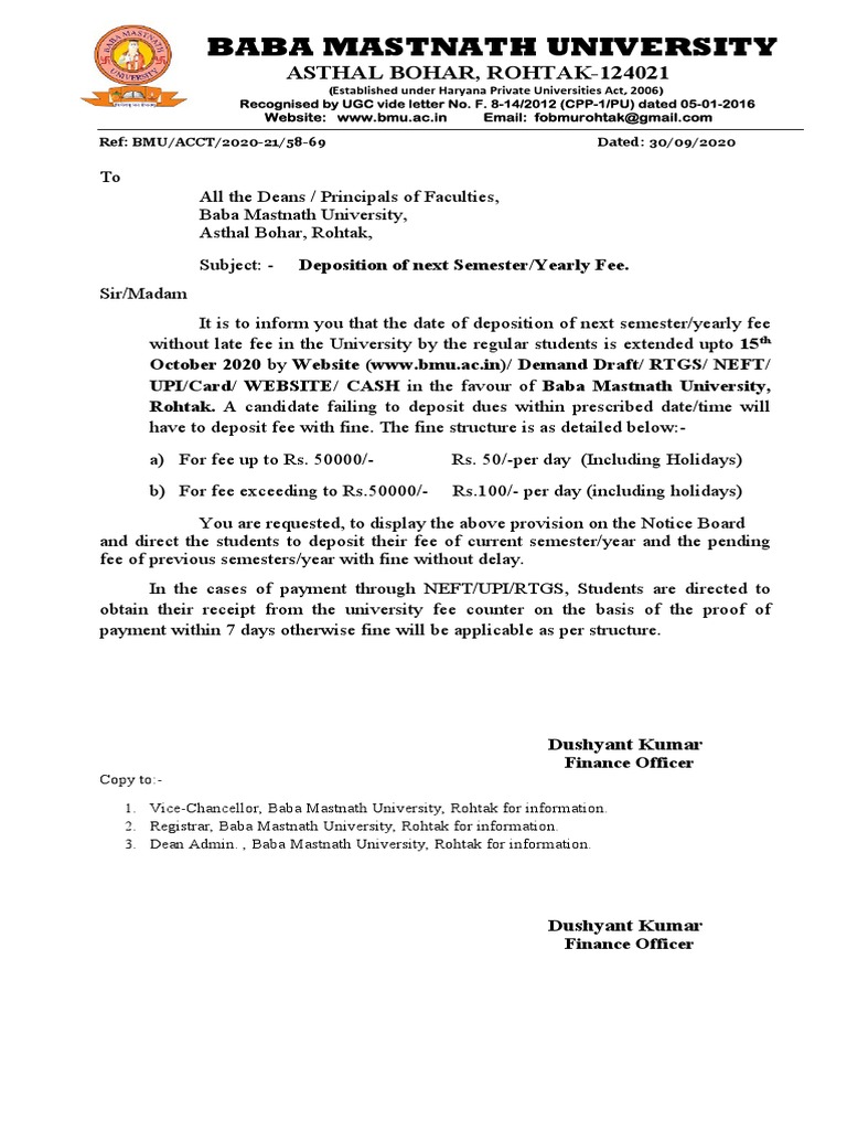 Revised Fee Notice 15 Oct2 020 | PDF