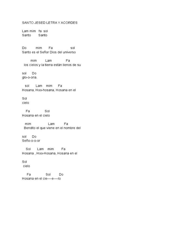 Santo Jesed Letra y Acordes | PDF