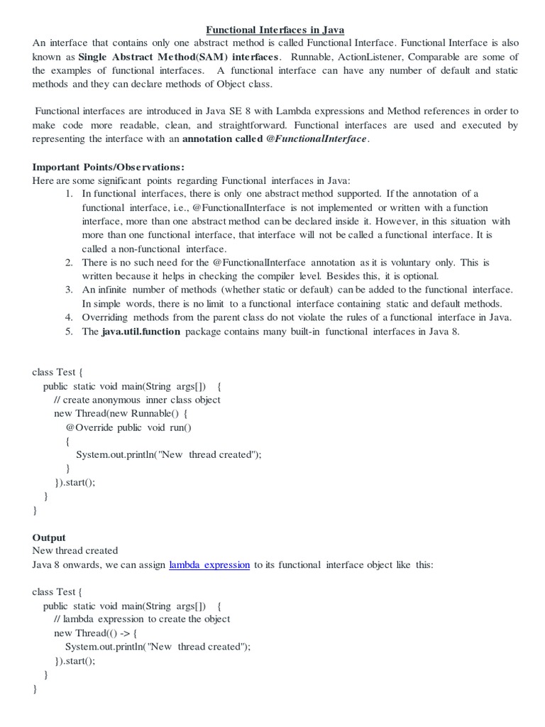 Ex Functional Interfaces In Java Pdf Anonymous Function Parameter Computer Programming