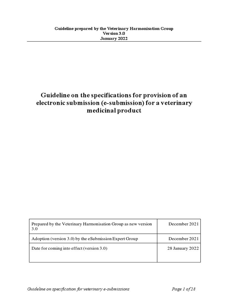 Guideline on Specifications for Electronic Submission of Veterinary ...