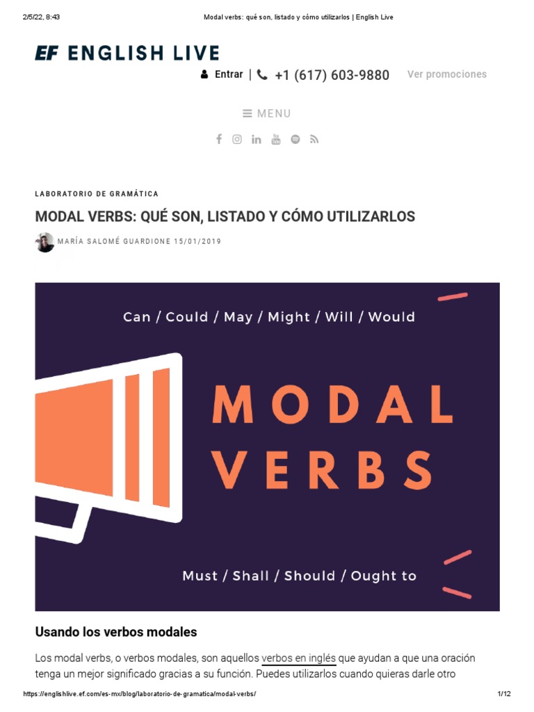 Modal Verbs - Qué Son, Listado y Cómo Utilizarlos - English Live | PDF ...