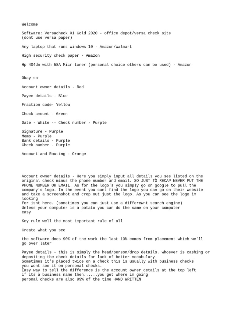 Creating authentic looking checks in Versacheck X1 Gold | PDF | Cheque ...
