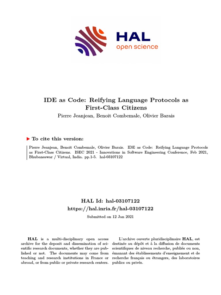 IDE As Code: Reifying Language Protocols As First-Class Citizens | PDF ...