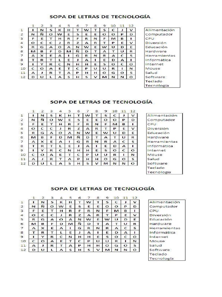 Sopa de Letras de Tecnologia | PDF