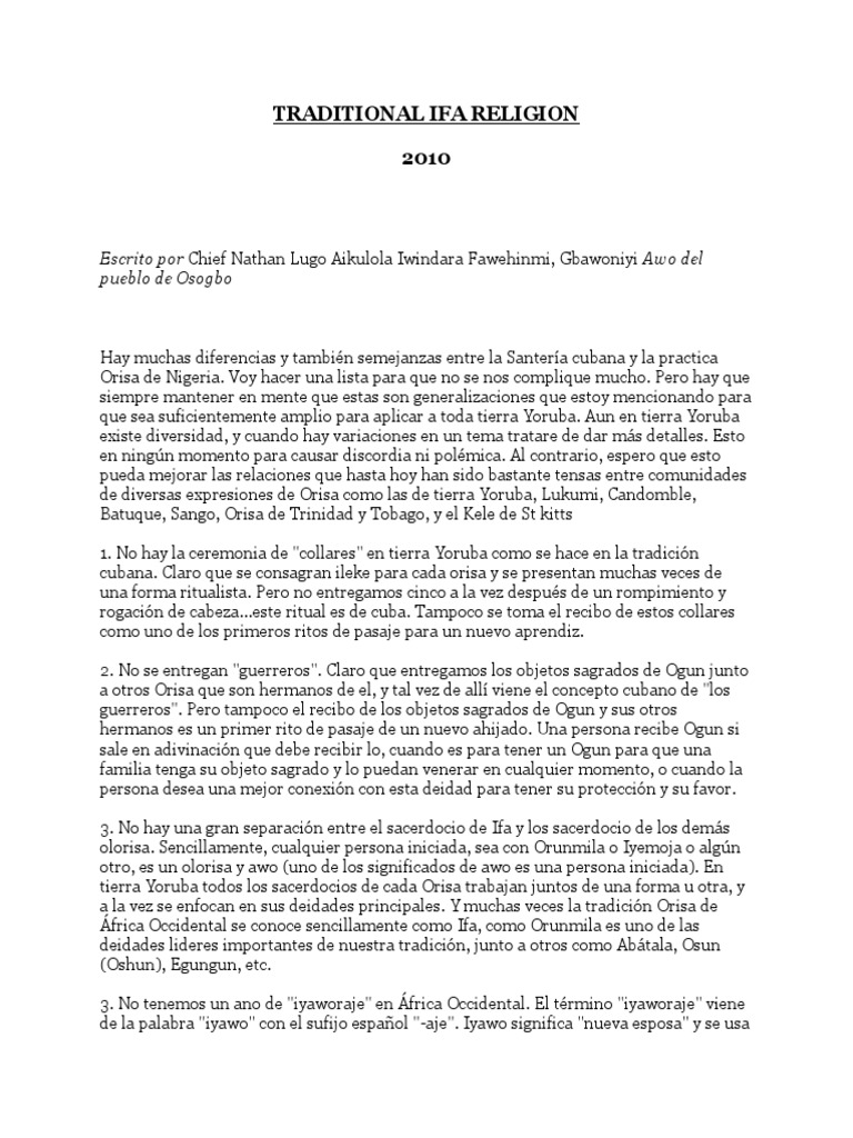Traditional Ifa Religion - Segun Aikakulola | PDF | Cuba | Santeria