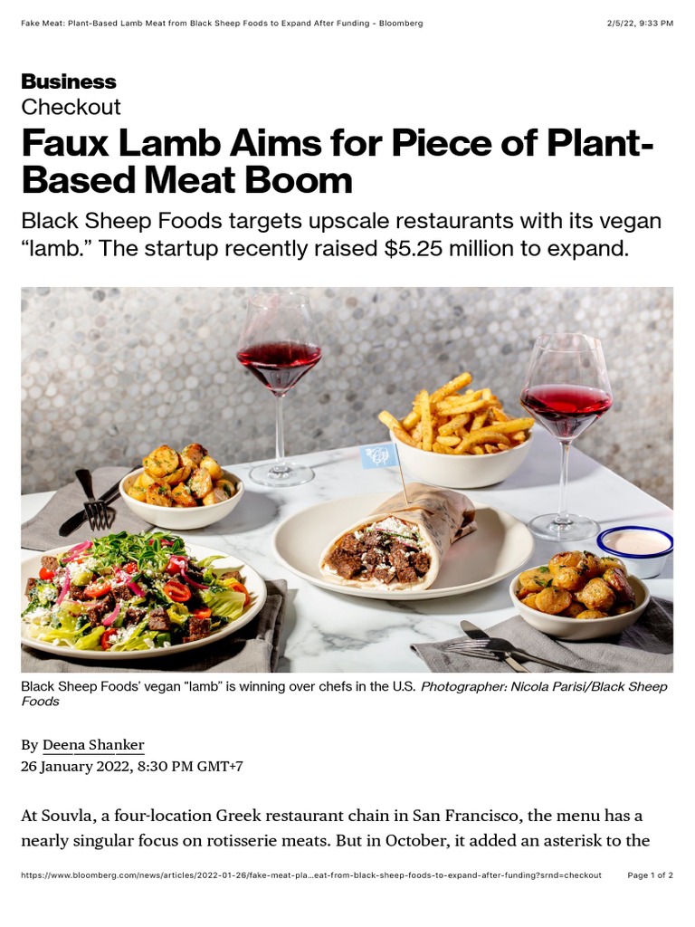 Fake Meat: Plant-Based Lamb Meat From Black Sheep Foods To Expand After ...