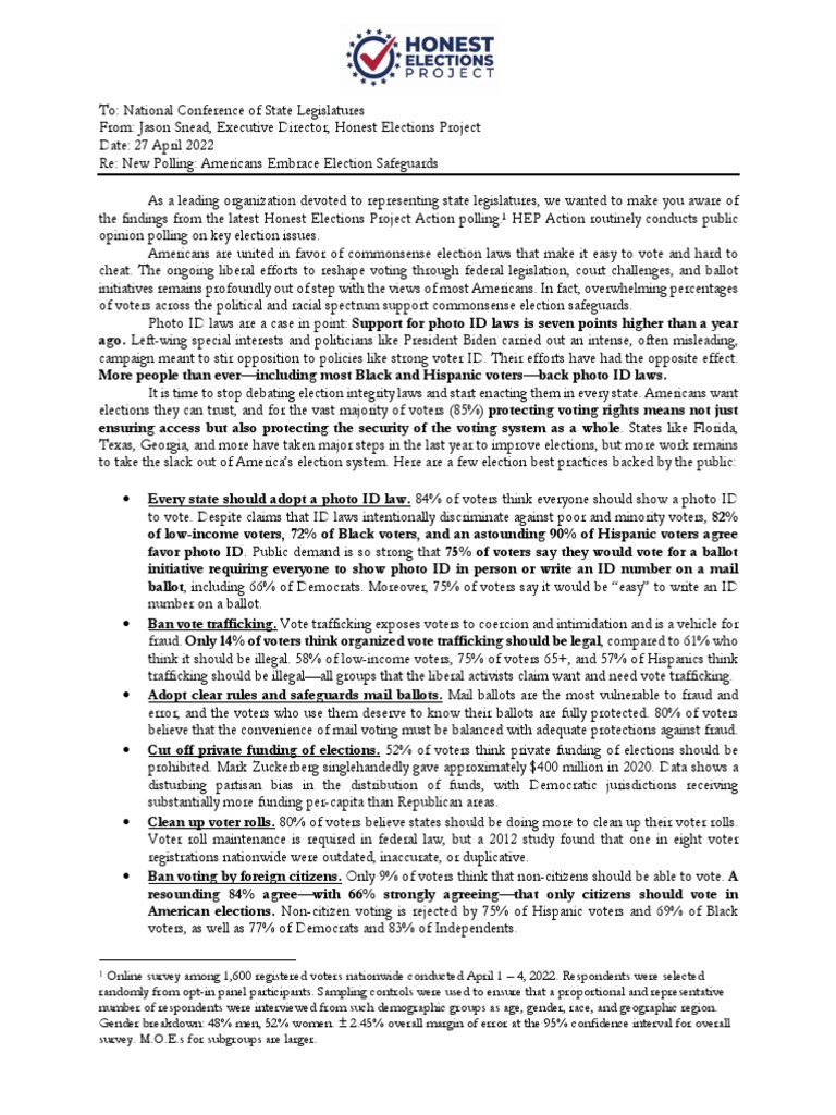 April Polling Memo - NCSL | PDF | Electoral Fraud | Elections