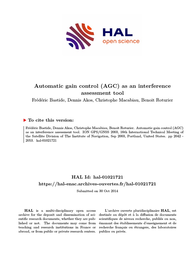Automatic Gain Control (AGC) As An Interference Assessment Tool | PDF ...