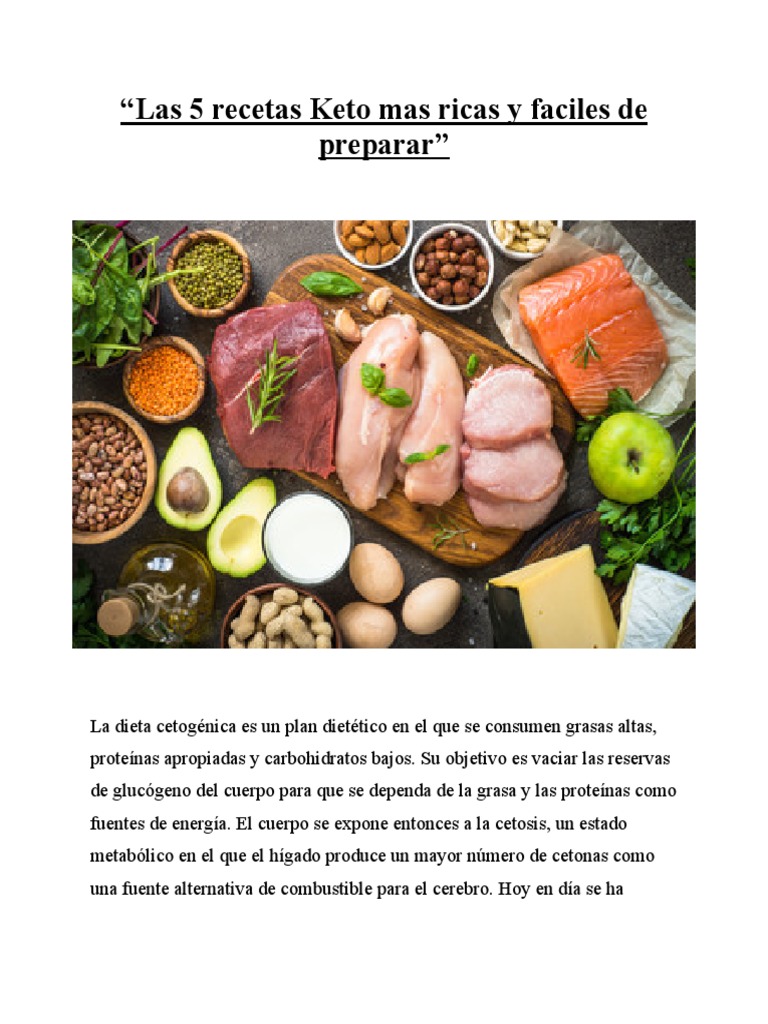 Las 5 Recetas Keto Mas Ricas y Faciles de Preparar | PDF | Cetosis | Dieta