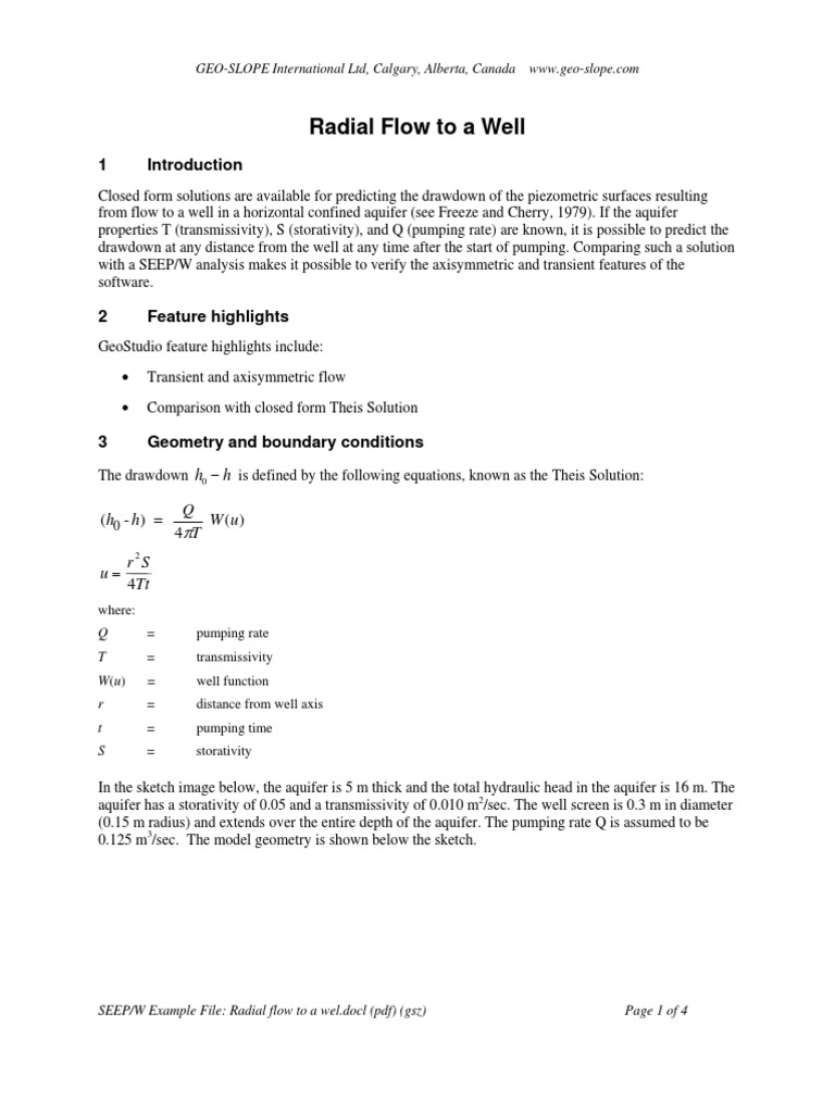 Radial Flow Analysis Using Theis Solution | PDF | Civil Engineering ...