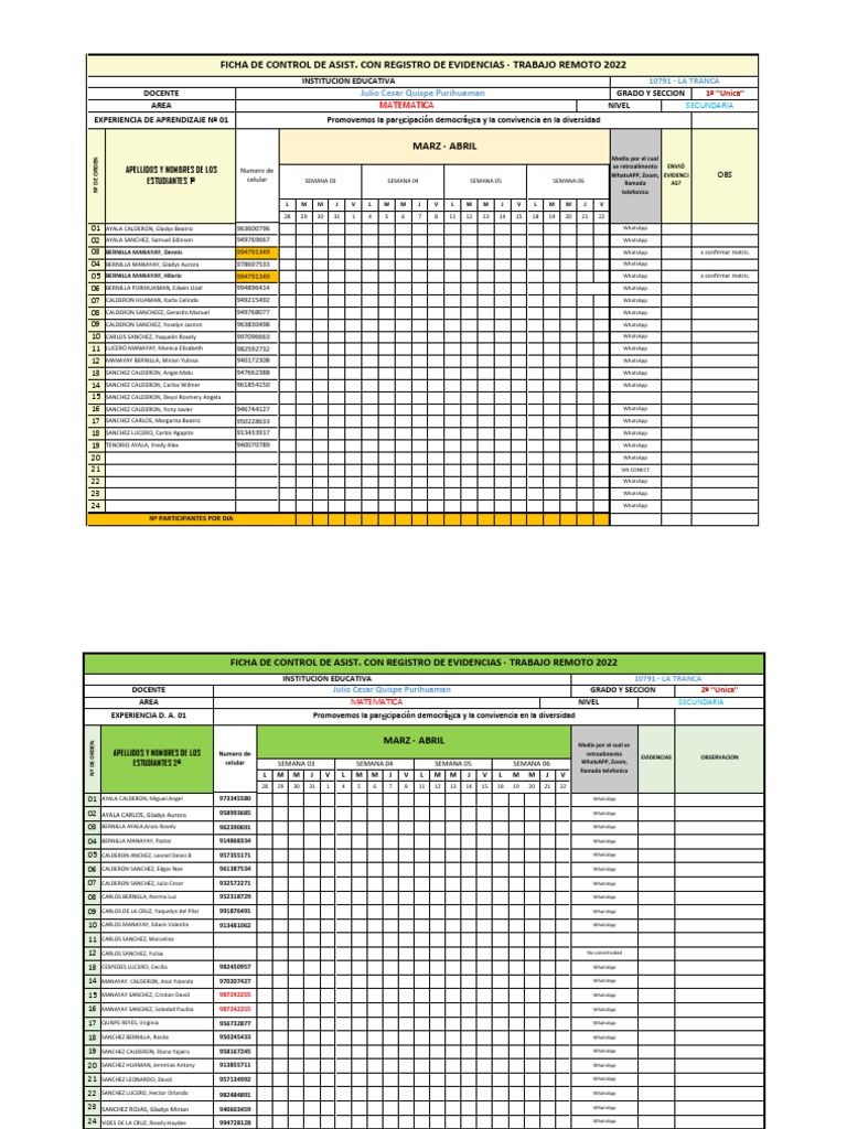 Control de Asist 2022 | PDF