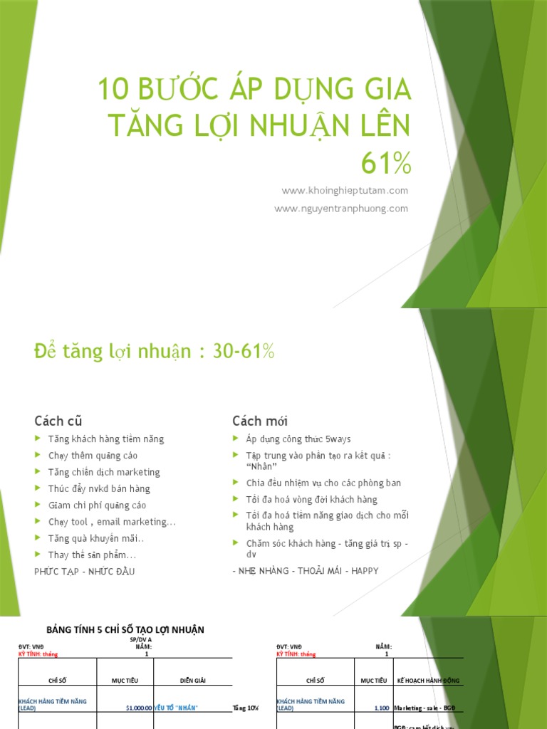 10 Bước Áp Dụng 5ways - Tăng Lơi Nhuận Lên 61% | PDF