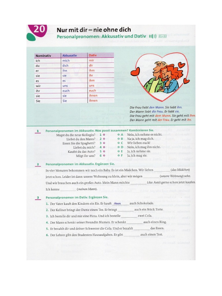 Personalpronomen Akkusativ Und Dativ | PDF