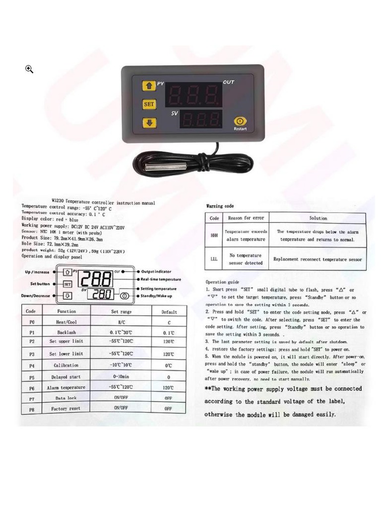 Manual Controlador Temp W3230 | PDF