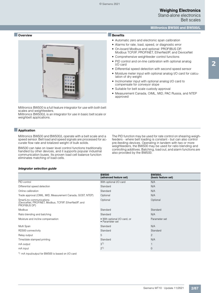 Benefits: Stand-Alone Electronics Belt Scales | PDF | Relay | Calibration